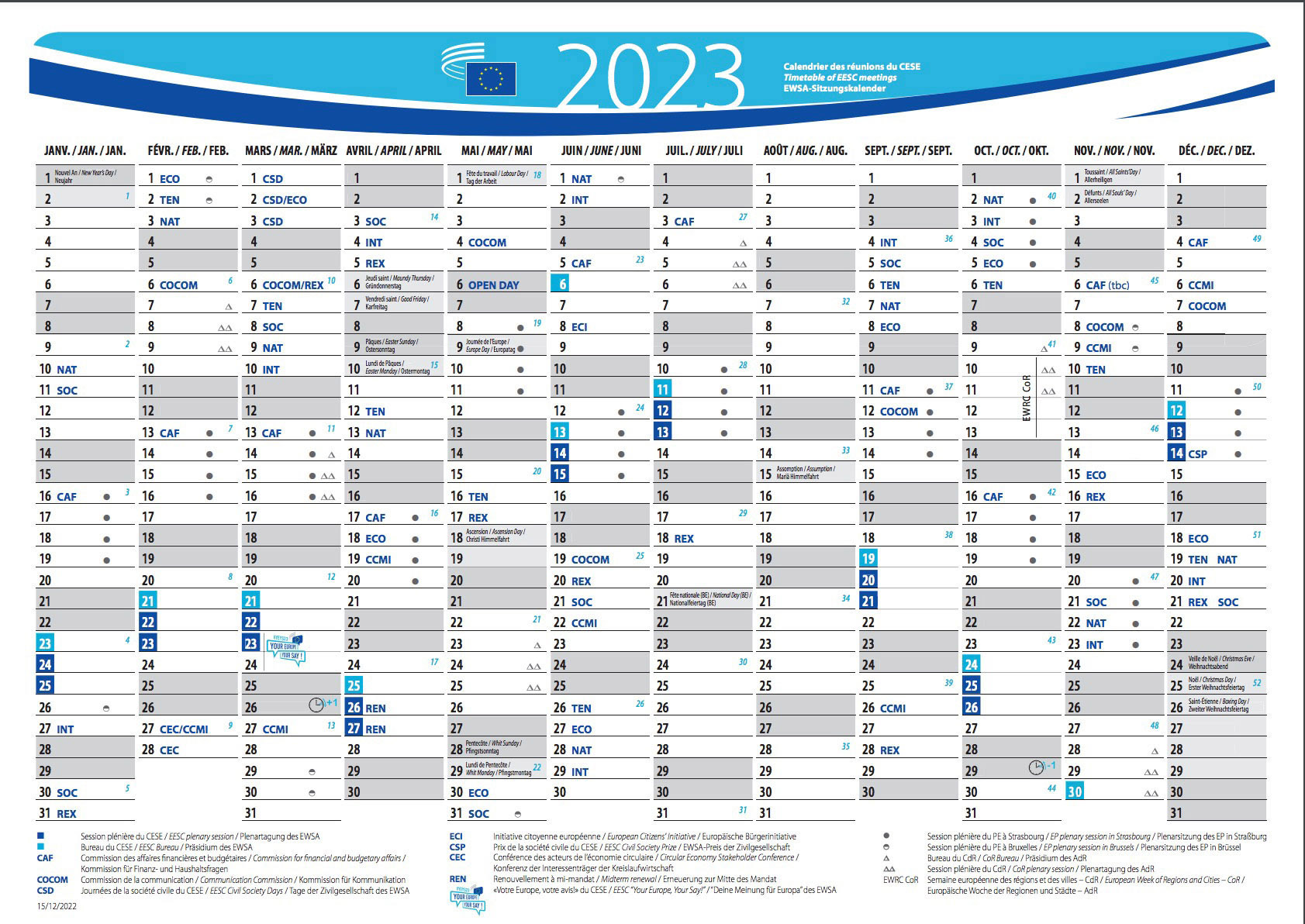 Calendar of the EESC meetings | European Economic and Social Committee
